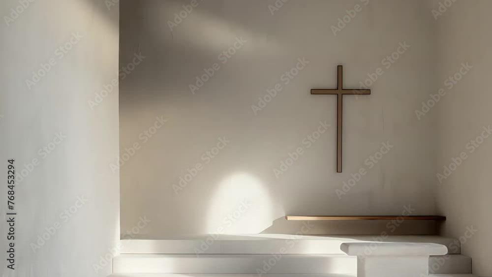 An airy view of a religious space with an open layout featuring a ...