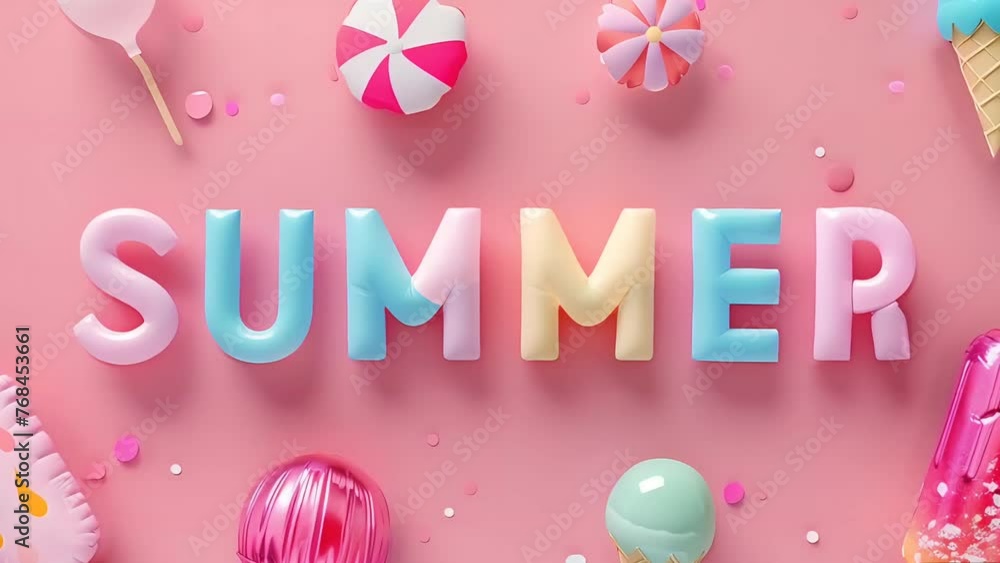 Video Stock A vibrant 3D animation featuring summer-themed objects like ...