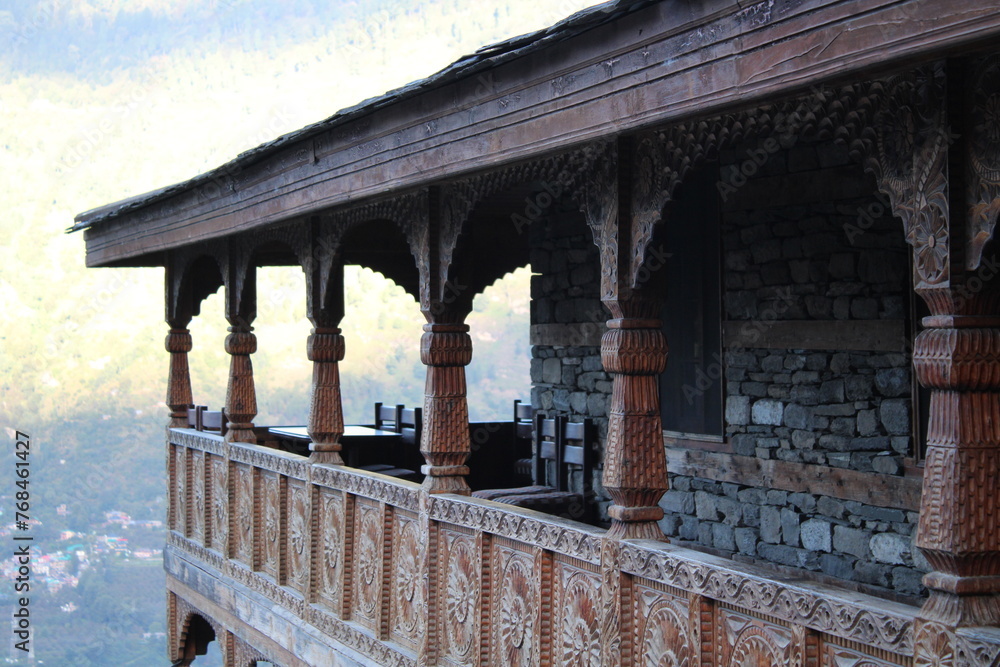 beautiful architecture of Naggar castle, in Kullu district, Himachal ...