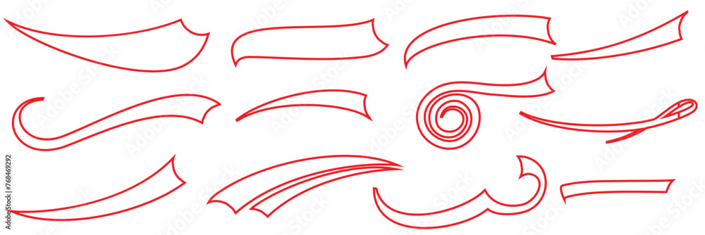 Set of Swoosh and swoop underline typography tails shape in flat styles ...