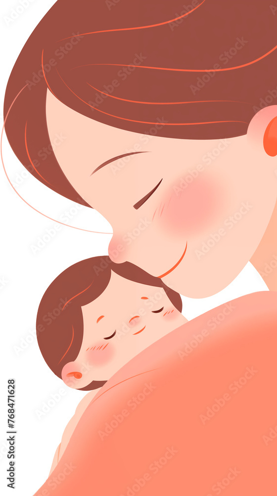 Hand drawn cartoon mother's day illustration Stock Illustration | Adobe ...