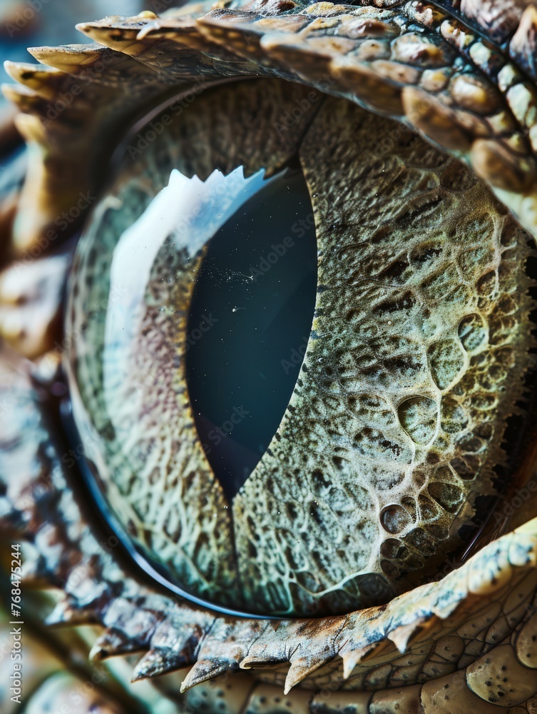 In-depth examination of a crocodile's eye, highlighting the protective ...