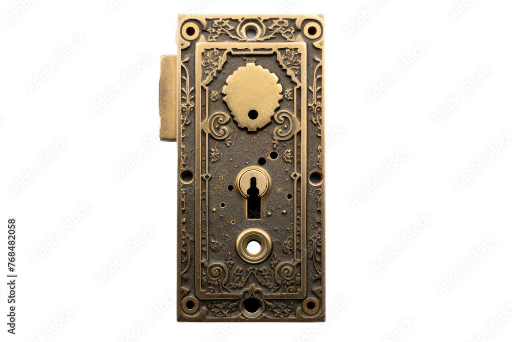 A close up view of a metal door handle with an integrated lock ...