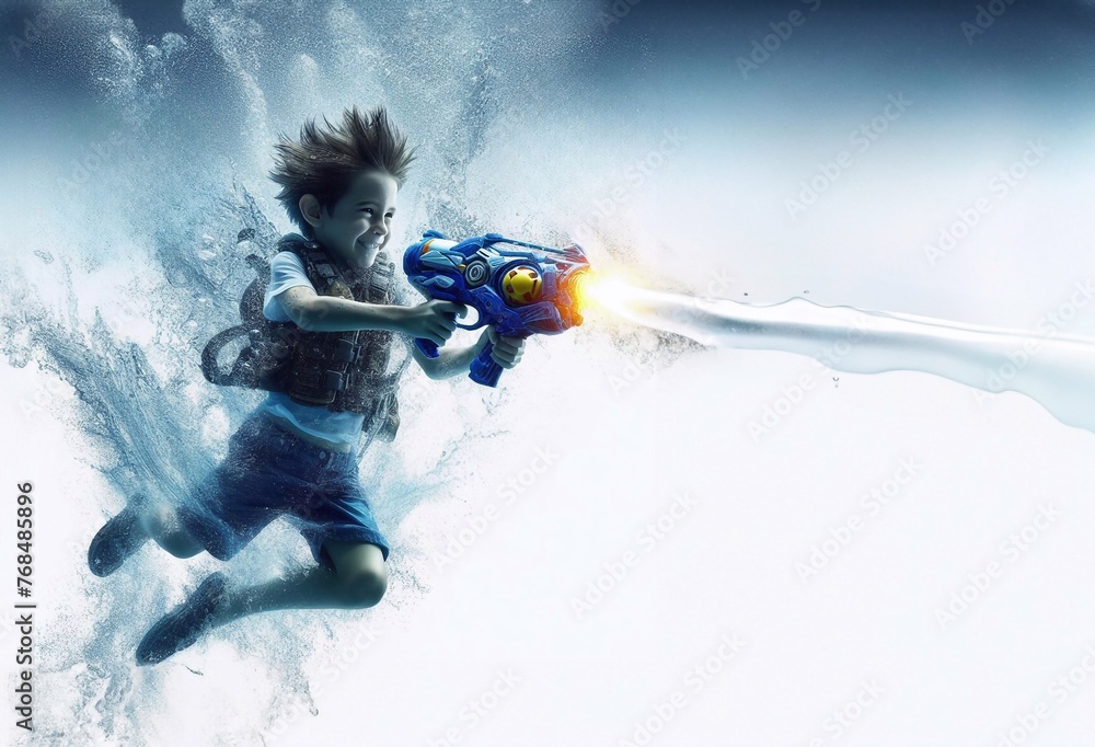 Boys, girls, fat kids playing with water guns, Songkran Day, Water ...