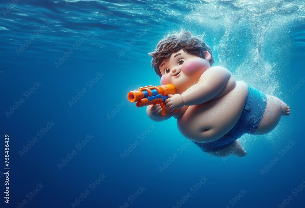 Boys, girls, fat kids playing with water guns, Songkran Day, Water ...