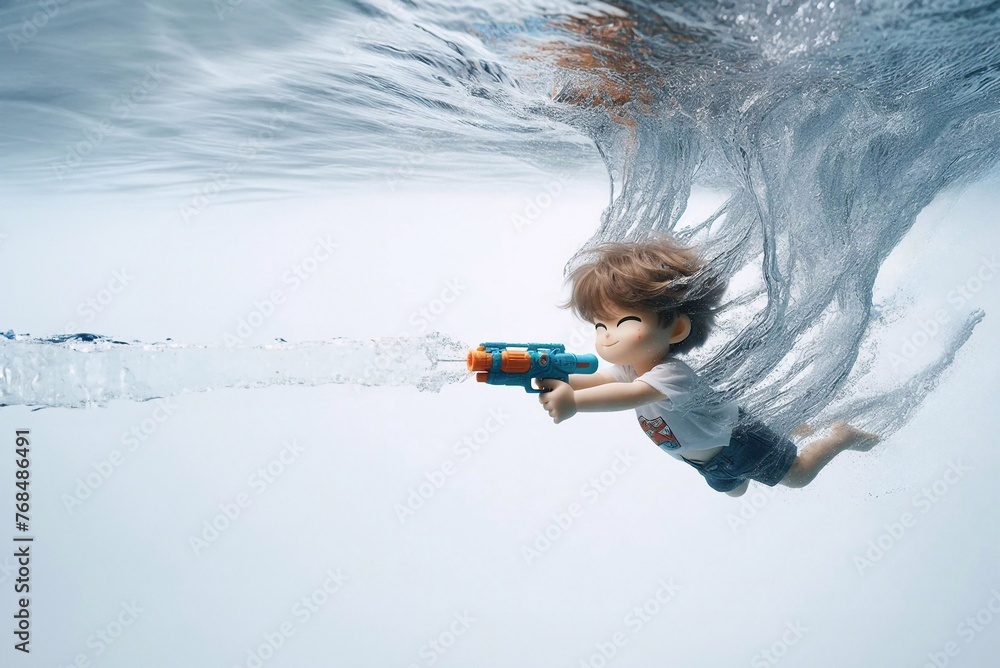 Boys, girls, fat kids playing with water guns, Songkran Day, Water ...