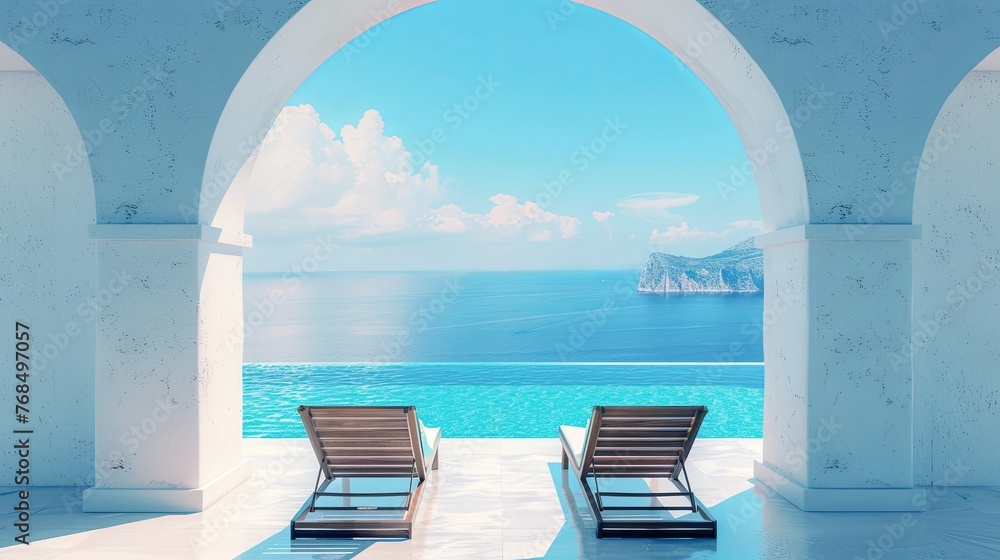 vacation, couple on the beach near swimming pool, luxury travel ...