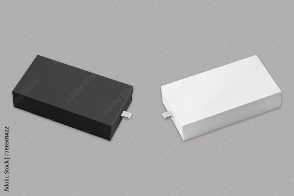 Blank black and white Rigid Sleeve box die cut mock up template. Blank ...