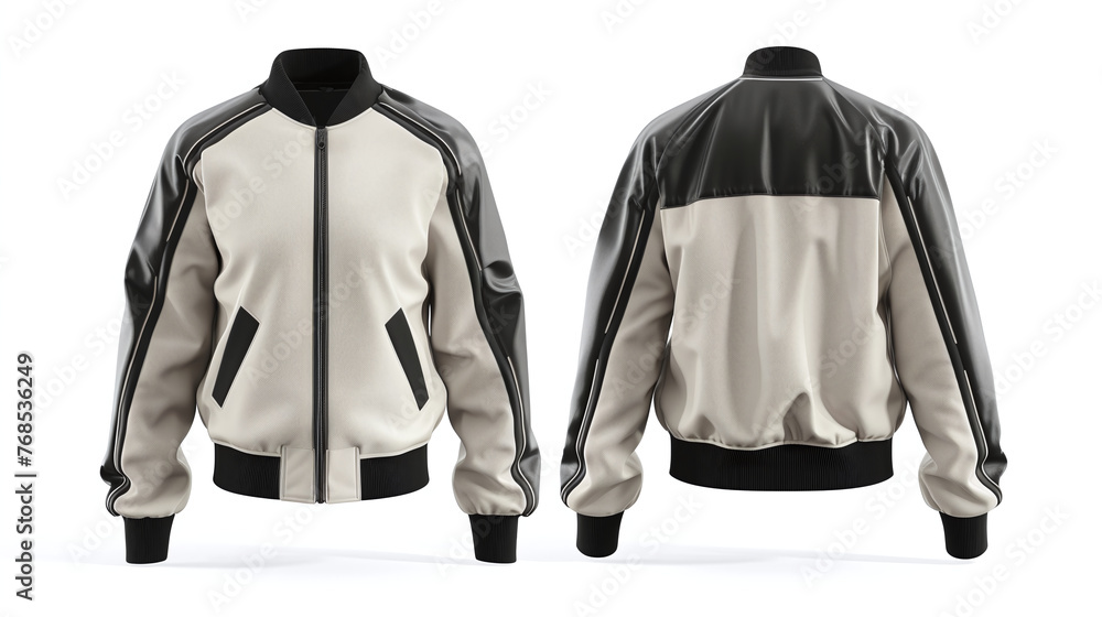 Poster, Foto bomber jacket mockup design with zipper, front and back ...