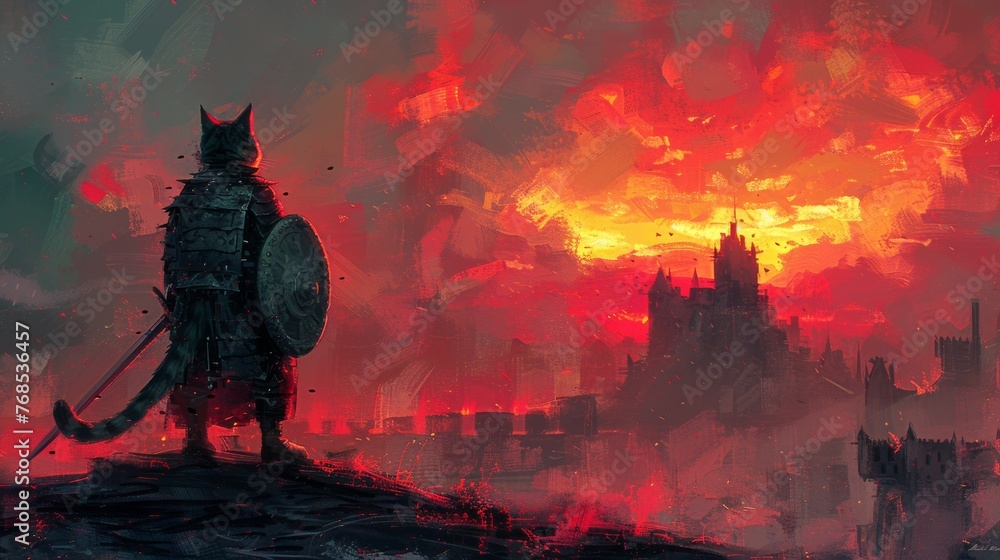 Knight Cat Defending the Castle: Visualize a cat in knight armor ...