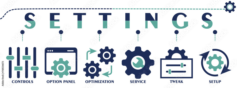 Settings Banner Web Solid Icons Vector Illustration Concept Including Icon As Controls Option