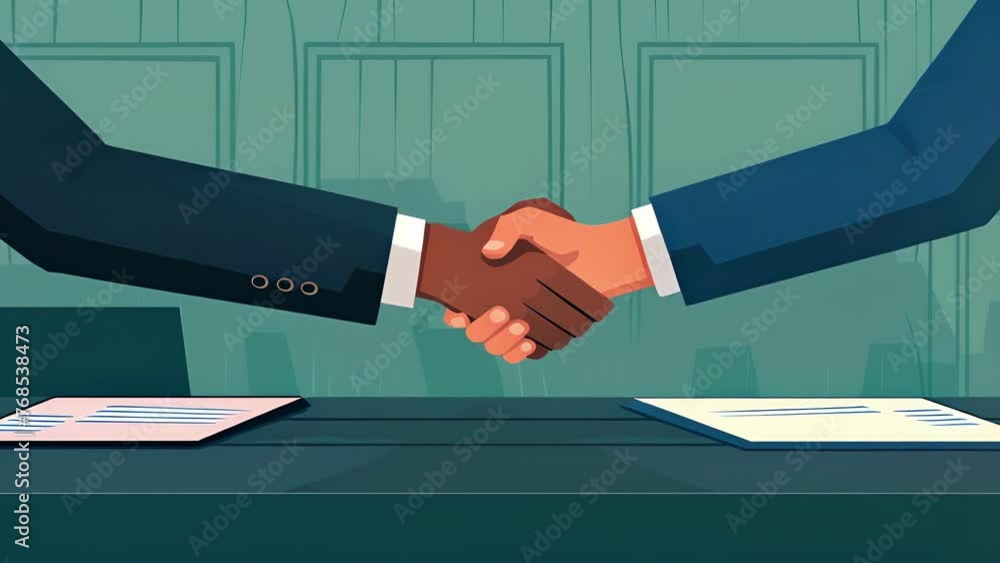 An exchange of documents takes place as a lawyer and government ...