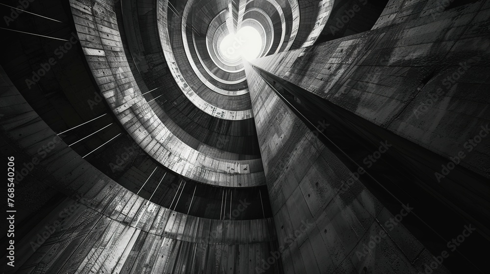 Layers of lines converging towards a central focal point, drawing the ...