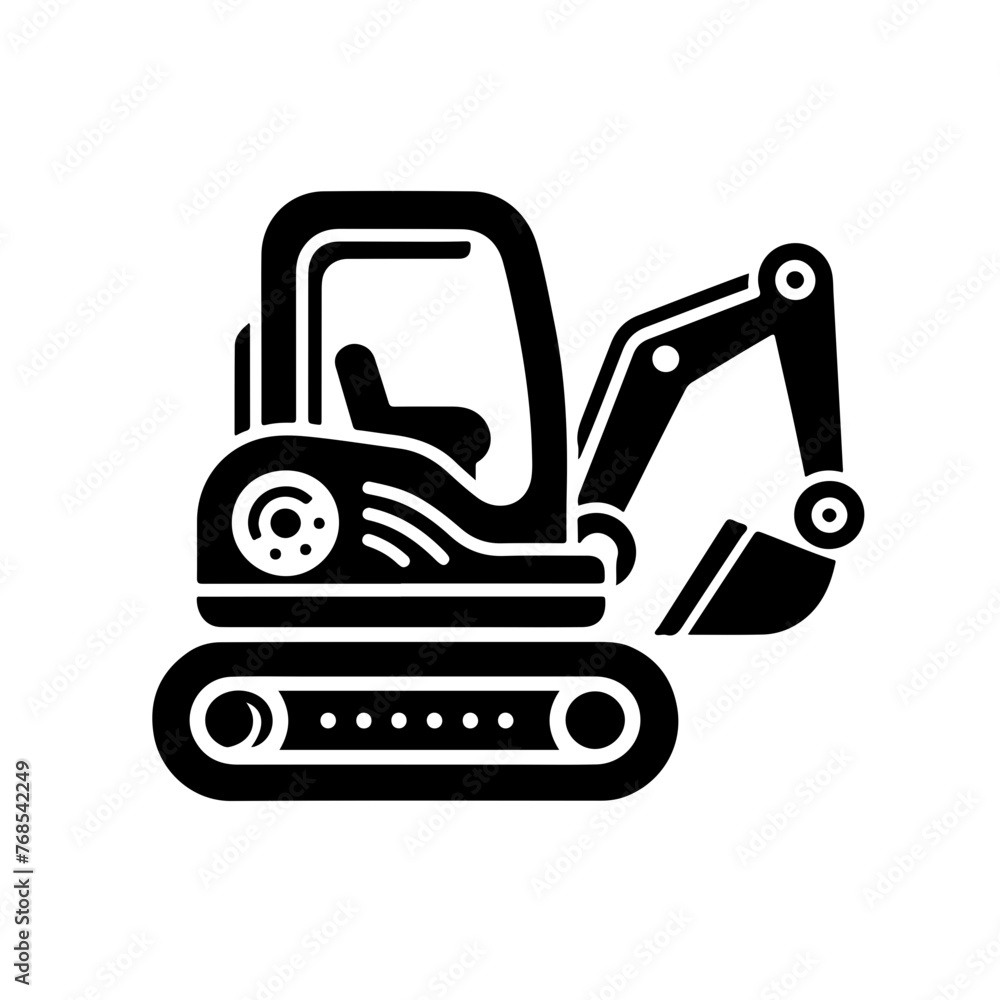 mini excavator as a single simple icon logo vector illustration ...