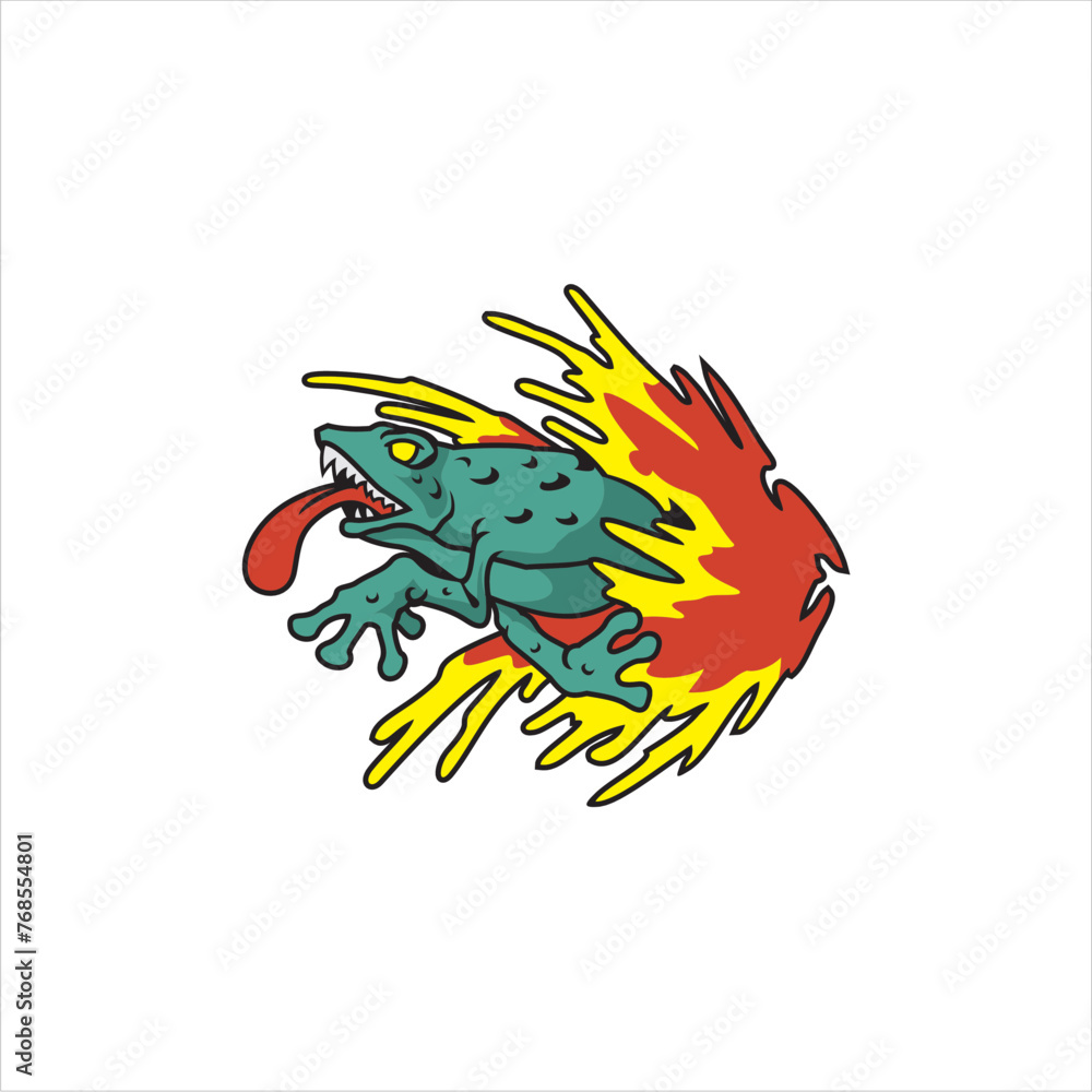 Vector of green frog spitting fire from behind can be used as graphic ...