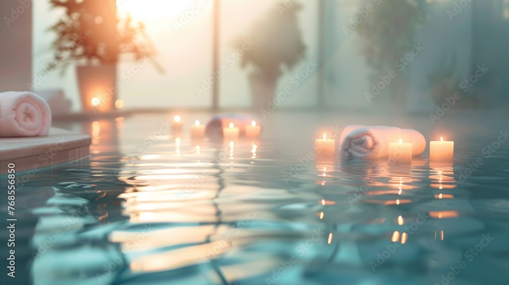 A website hero image for a luxury spa, where the spa's tranquil setting ...