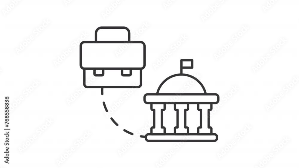 B2G ecommerce line animation. Business to government animated icon ...
