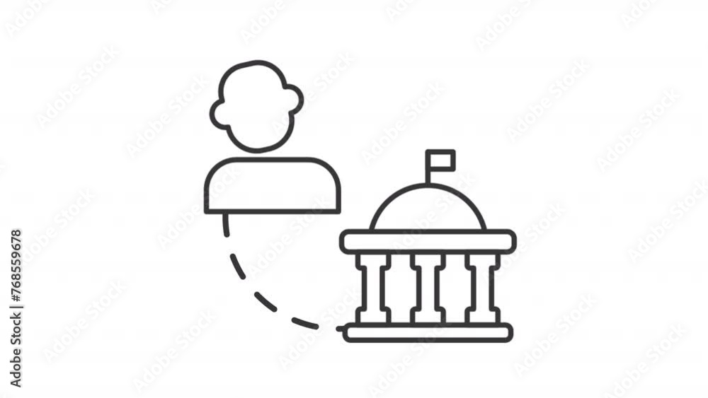 C2G model line animation. Customer to government animated icon. Head ...