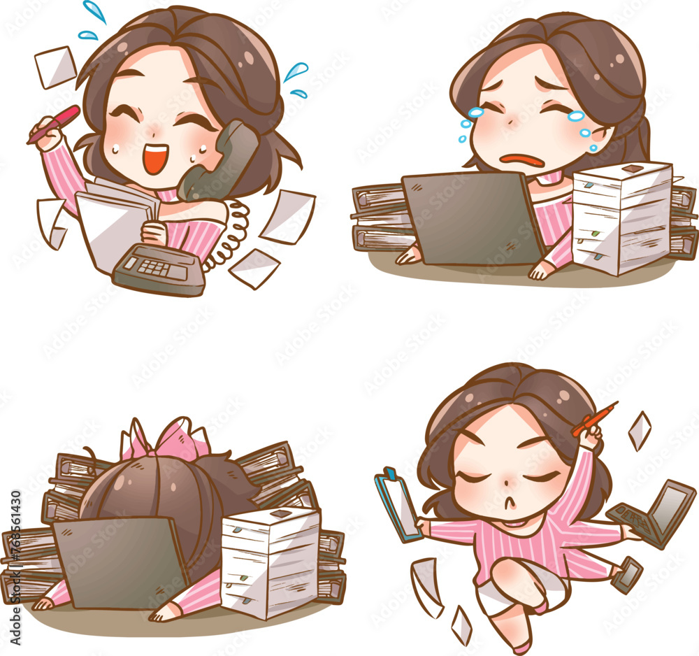 Enjoy your work life with our sweet lady. Pink working girl character ...