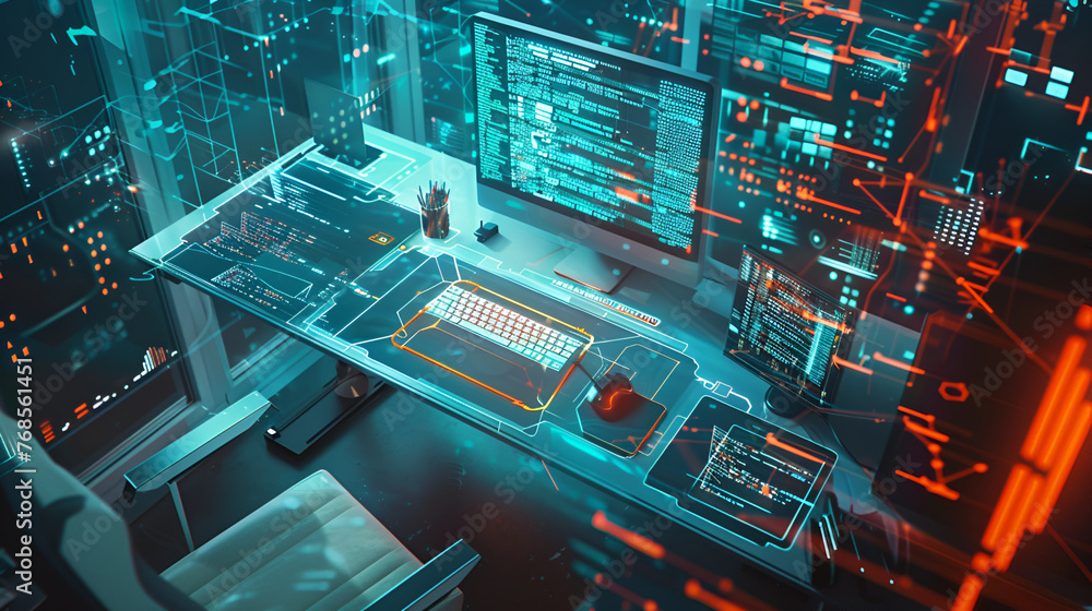 Data matrix background simulation with cutting-edge digital environment ...
