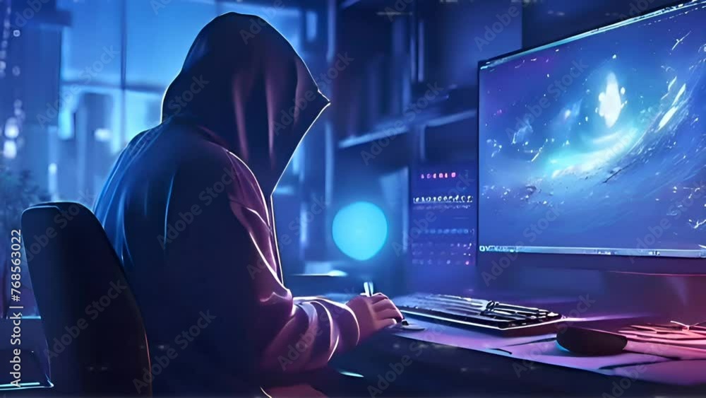 Vidéo Stock Cybersecurity Threat: Hacker Engaged in Criminal Activities ...