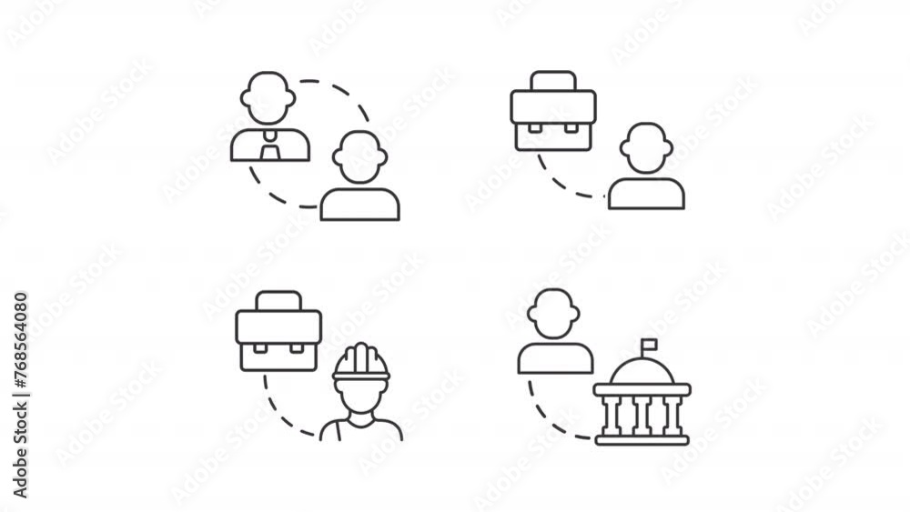 Business models animation set. B2B ecommerce animated line icons ...