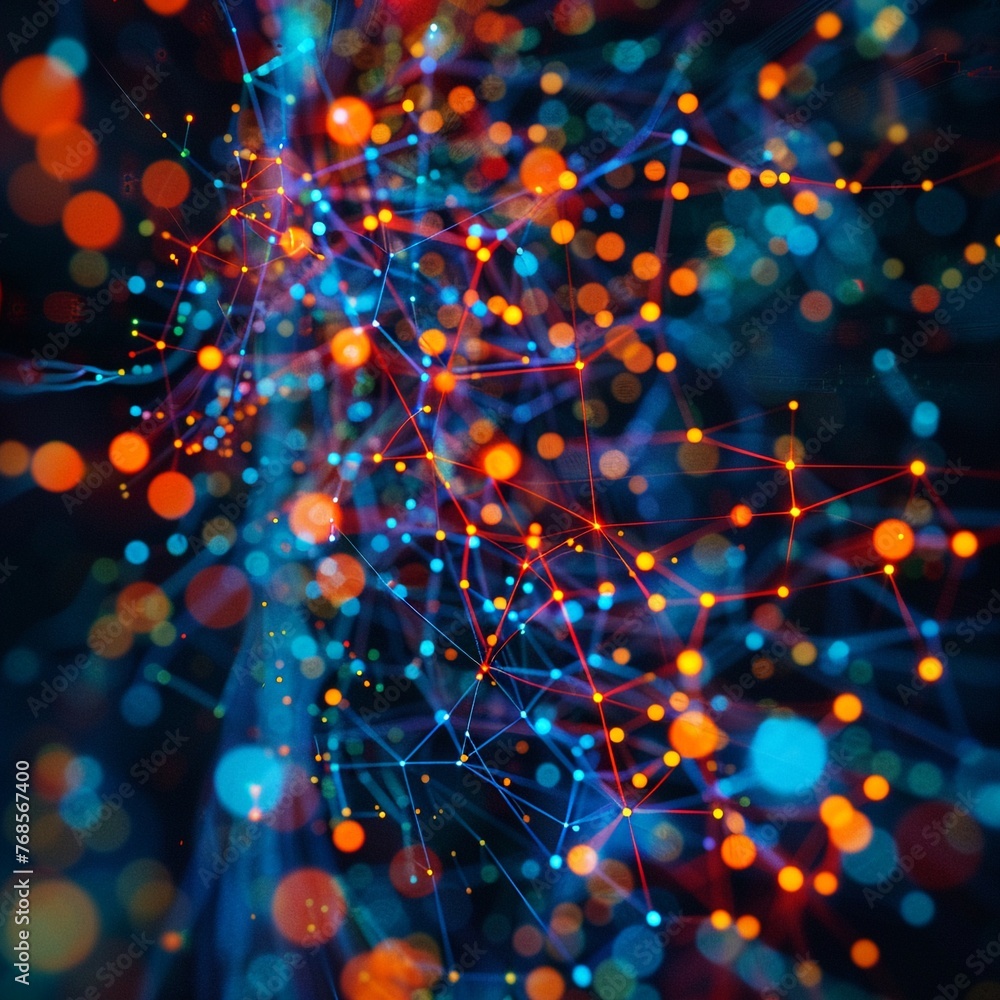 Detailed view of a neural network visualization on a monitor ...