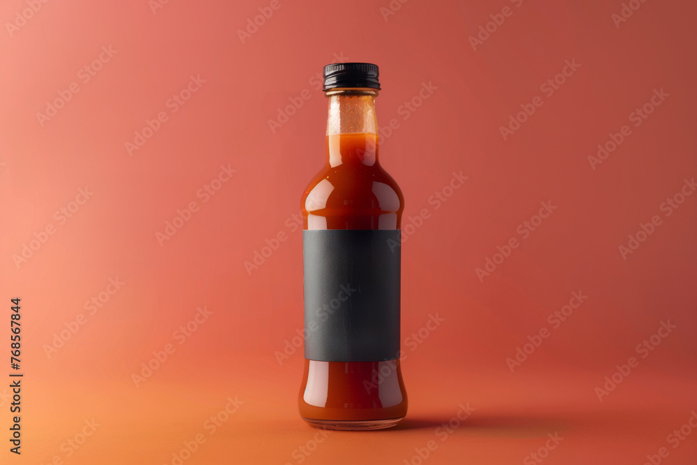 Barbecue sauce bottle with a unique label design, isolated on a ...