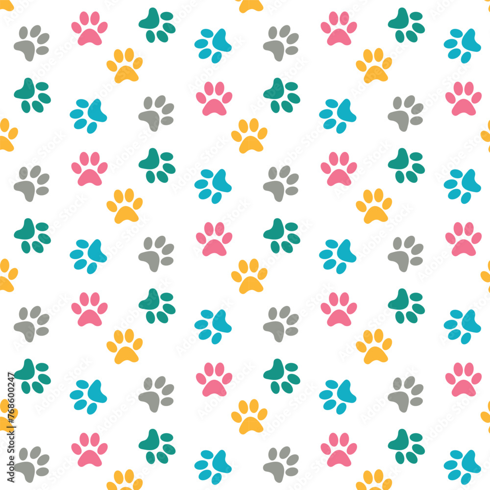 Whimsical Pet Paws Delight: A Vibrant Vector Pattern for Animal Lovers ...