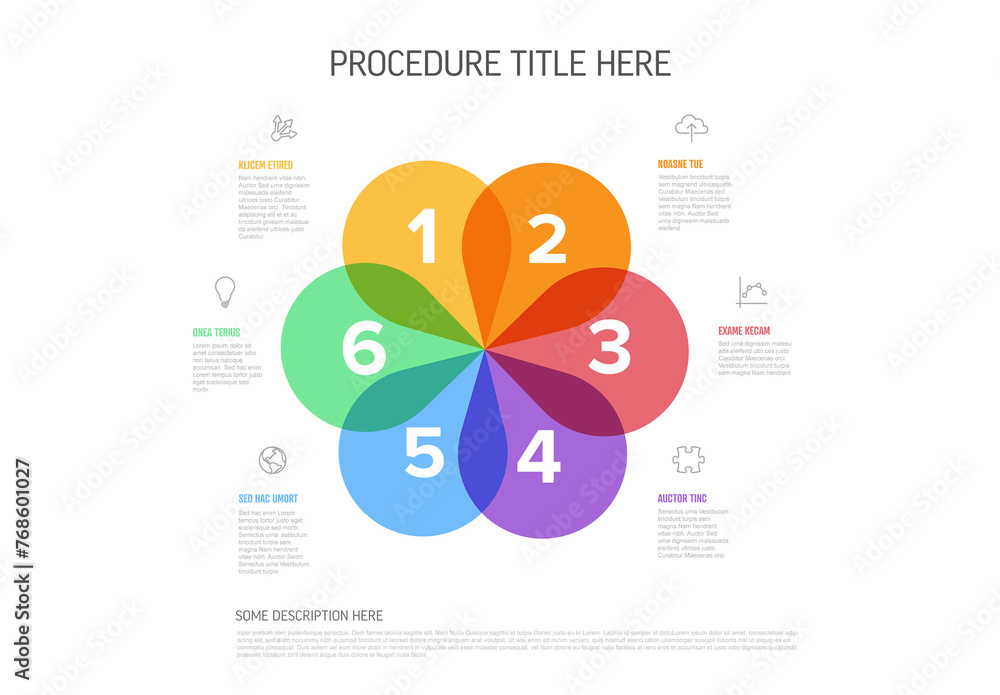 Colorful Infographic Template with Six Rainbow Petal Design Stock ...