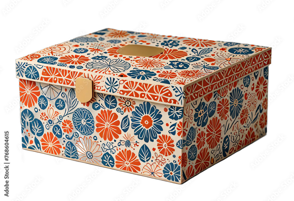 Patterned box isolated transparent background PNG ai generated Stock ...