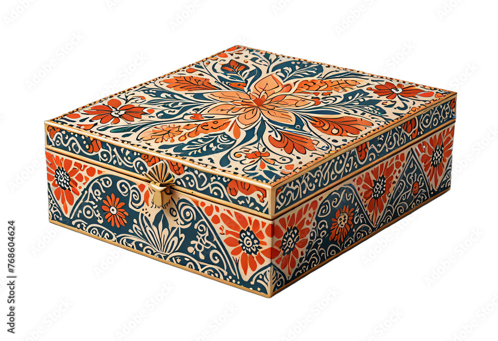 Patterned box isolated transparent background PNG ai generated Stock ...