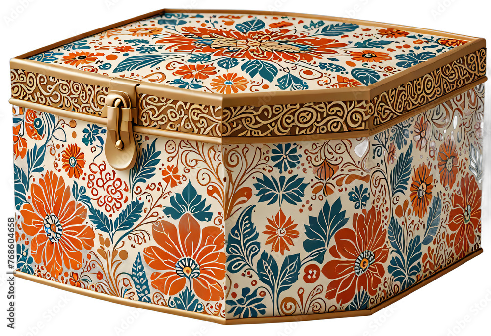 Patterned box isolated transparent background PNG ai generated Stock ...