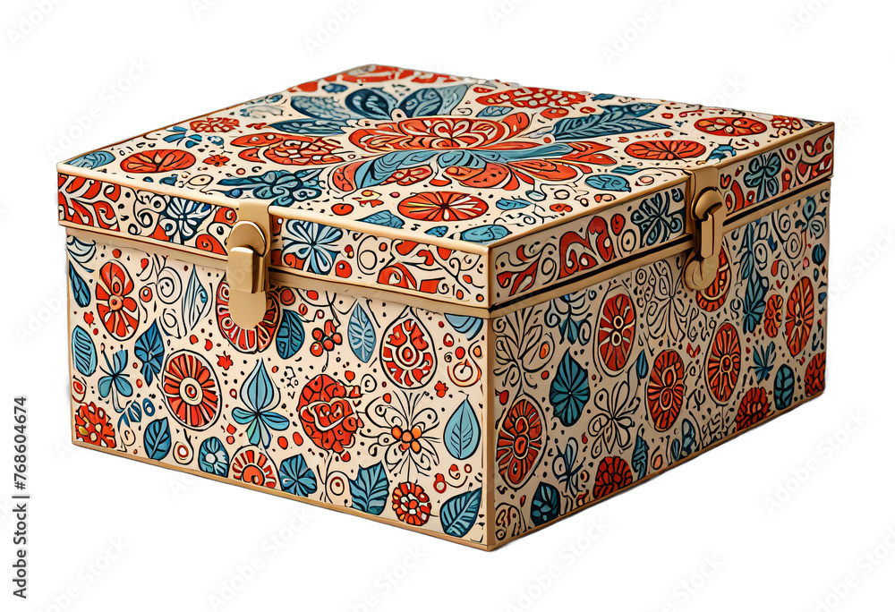Patterned box isolated transparent background PNG ai generated Stock ...