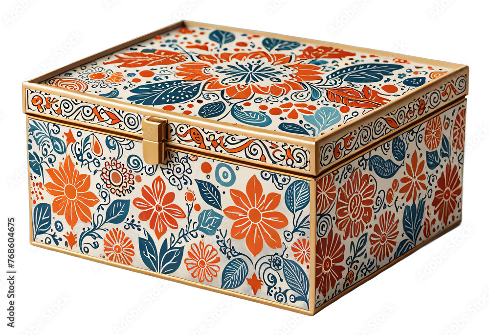 Patterned box isolated transparent background PNG ai generated Stock ...