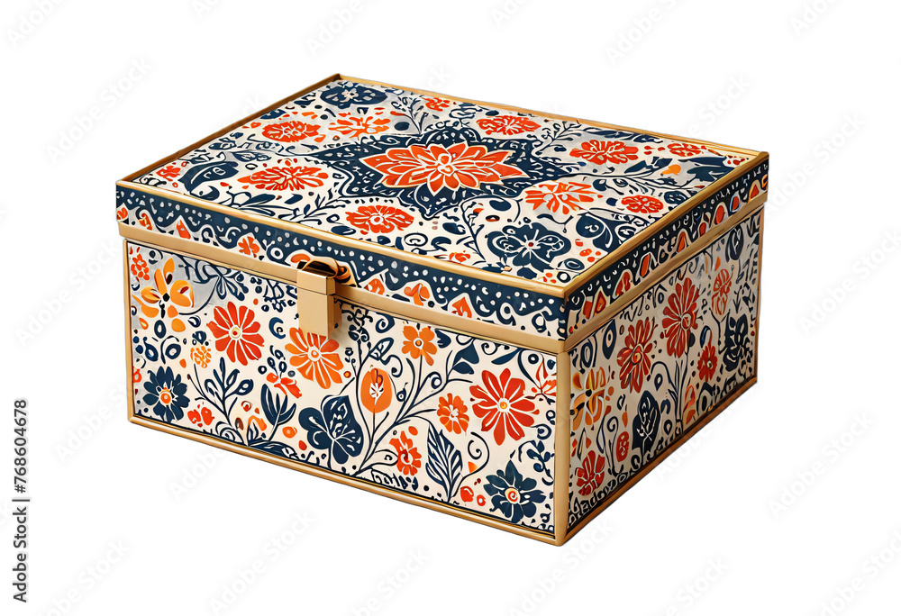 Patterned box isolated transparent background PNG ai generated Stock ...