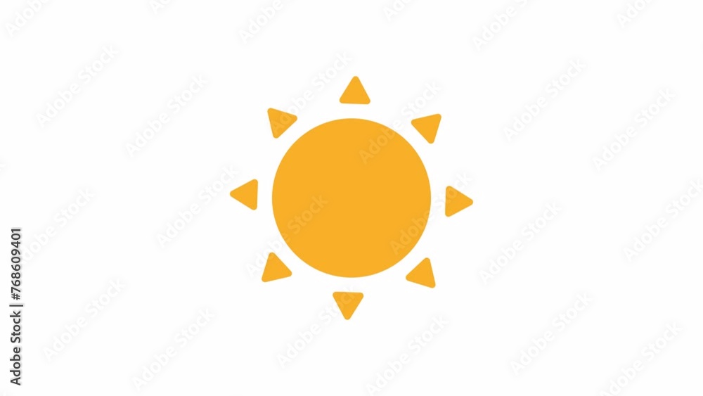 Rotating sun with rays 2D object animation. Bright sunshine. Turning ...