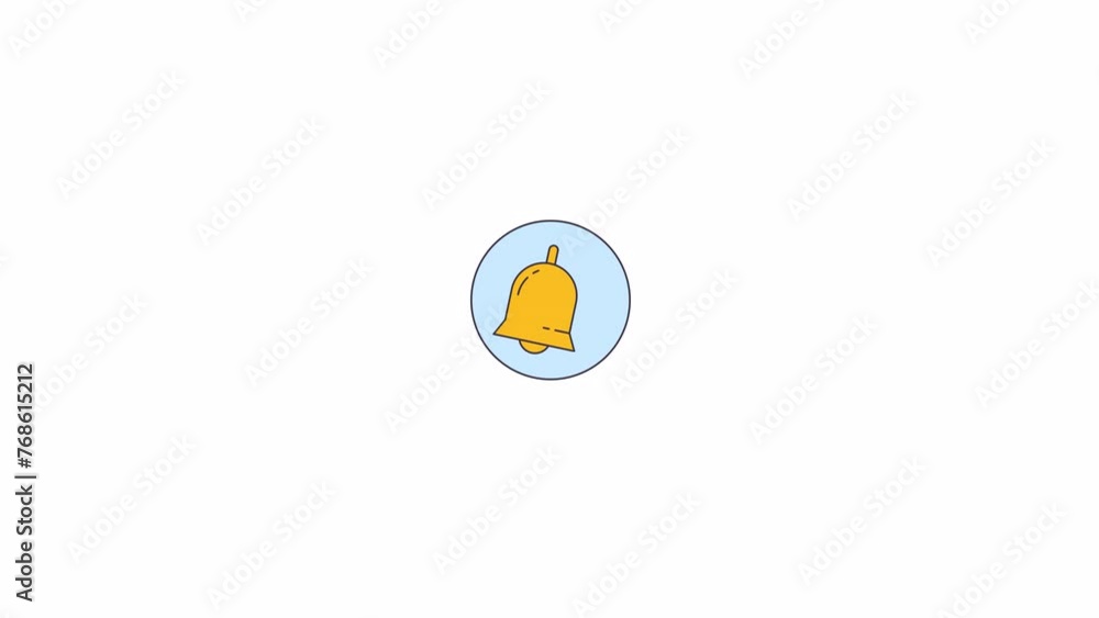 Vidéo Stock Ringing bell line 2D object animation. Event notification ...