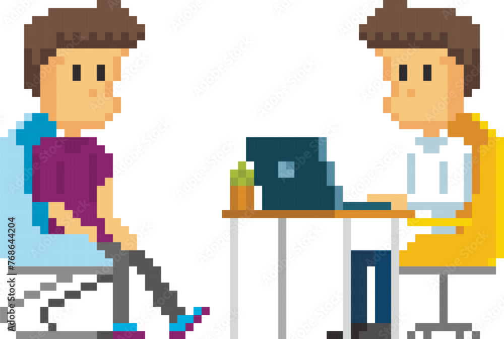 Doctor and patient. 8-bit sprite. isolated vector illustration. Design ...