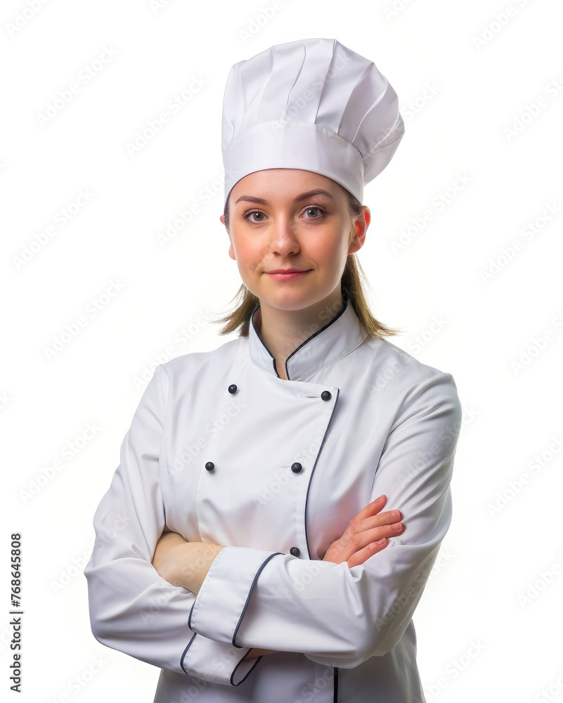 Confident Female Chef in White Uniform - A professional female chef ...