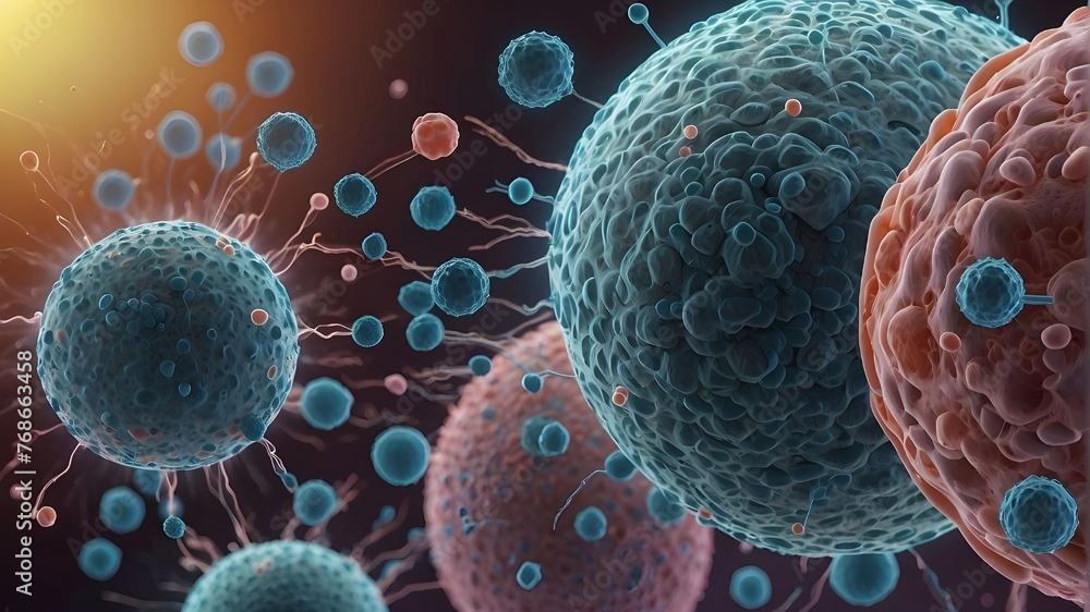 ภาพประกอบสต็อก microscopic image of a virus colony, serving as a ...