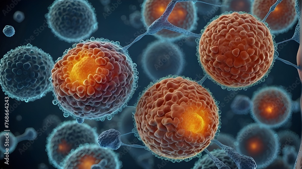 microscopic image of a virus colony, serving as a reminder of biology's ...