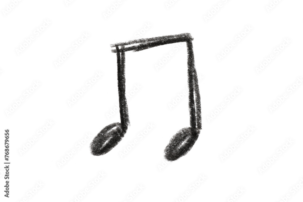 A minimalist pencil sketch of musical notes isolated on a transparent ...