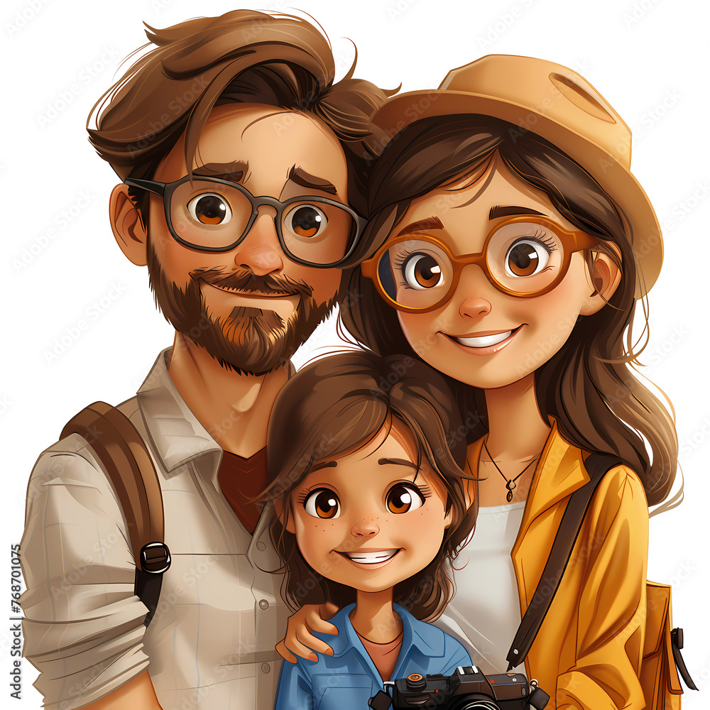 Portrait of a happy family, mother (Mom, mummy) and father (Daddy, papa ...