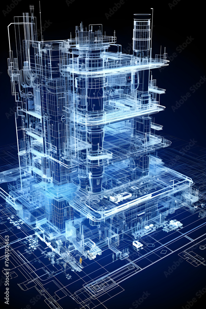 Detailed 3D Blueprint & Schematic Designs in Architectural Engineering ...