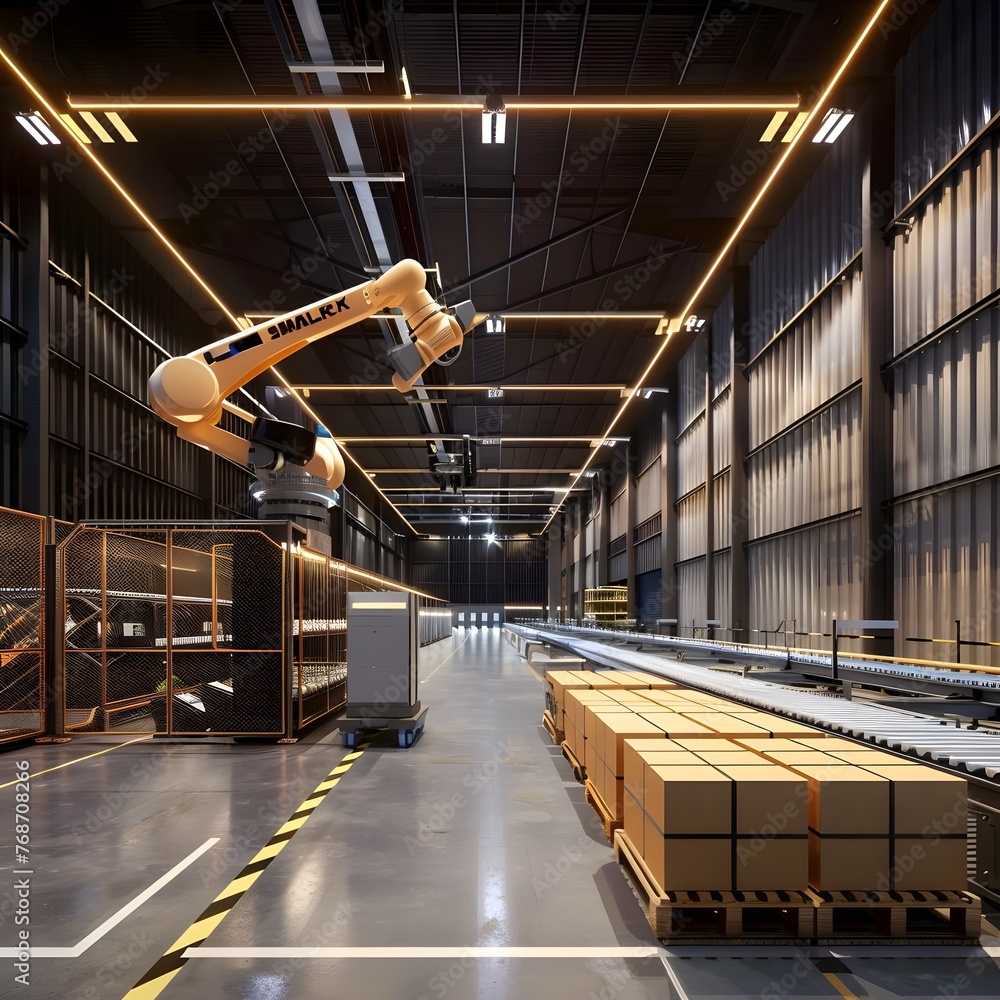 Futuristic distribution center with advanced logistics technology and ...