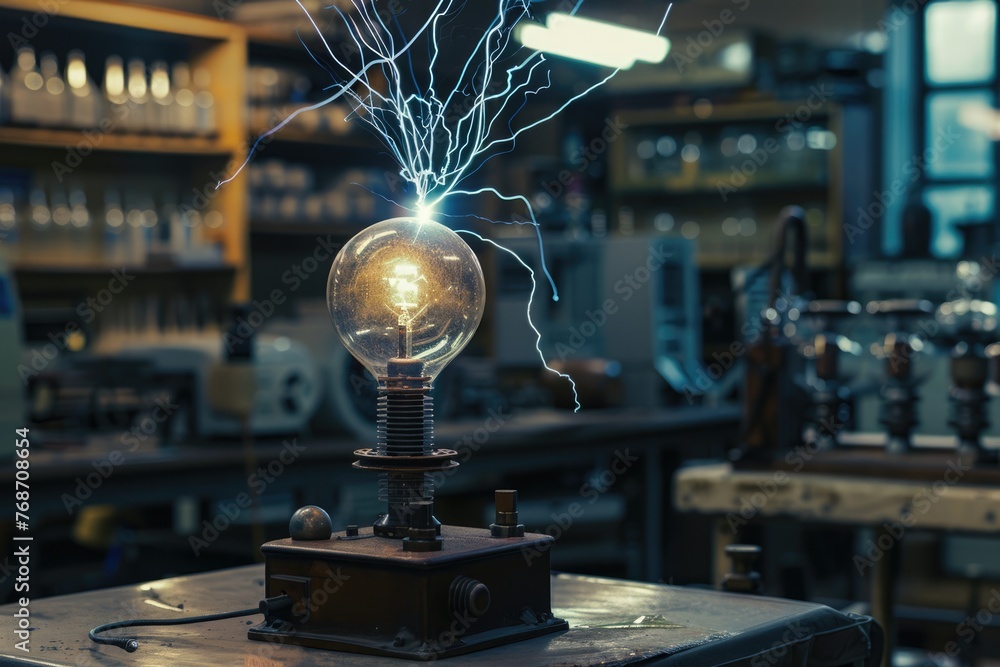 Vintage Background of Physics Laboratory. Study of Electric Current in ...