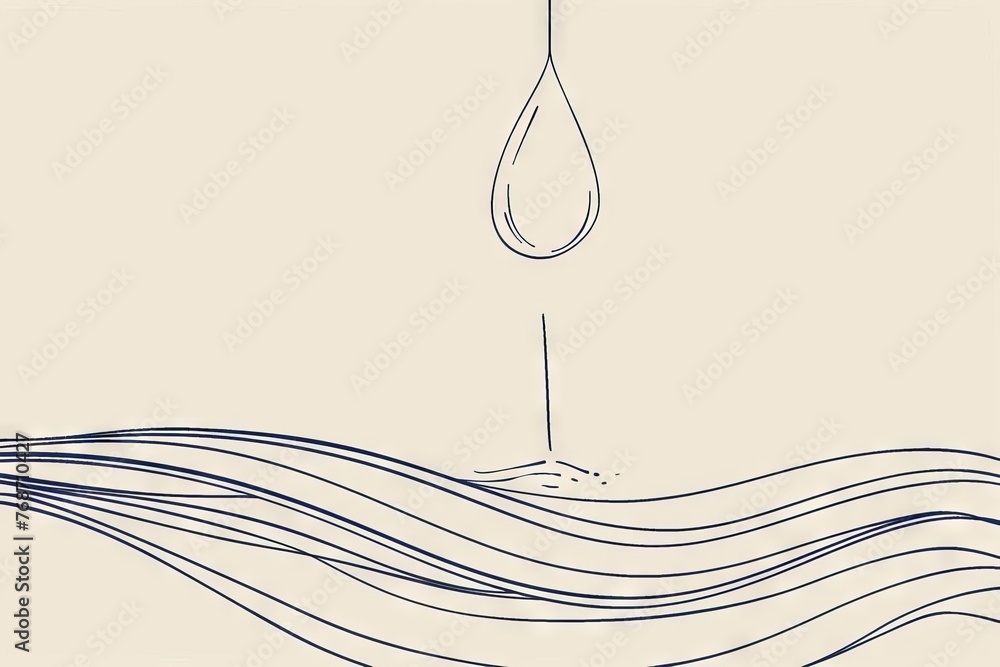 Continuous Line Art Minimalist Water Droplet Outline Sketch, One Line ...