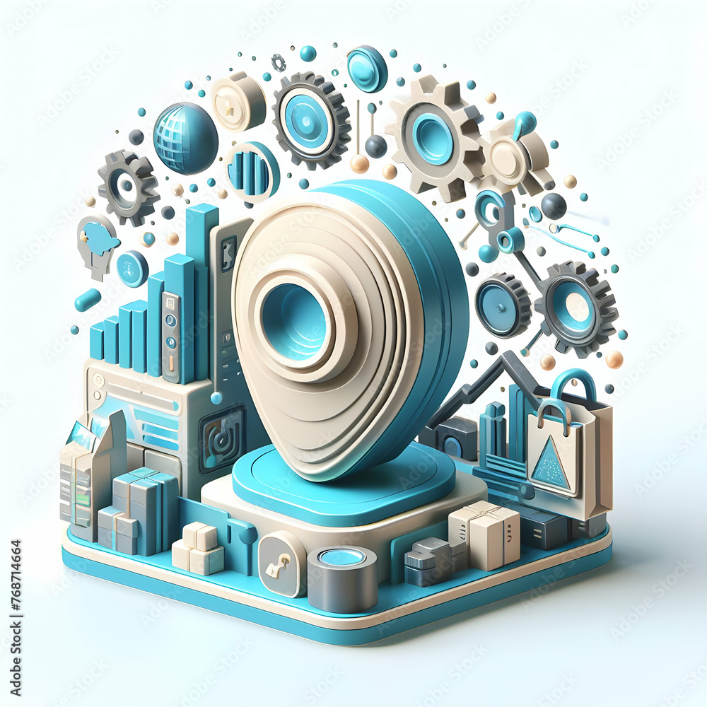 3D flat icon for business as AI financial advisor interface in digital ...