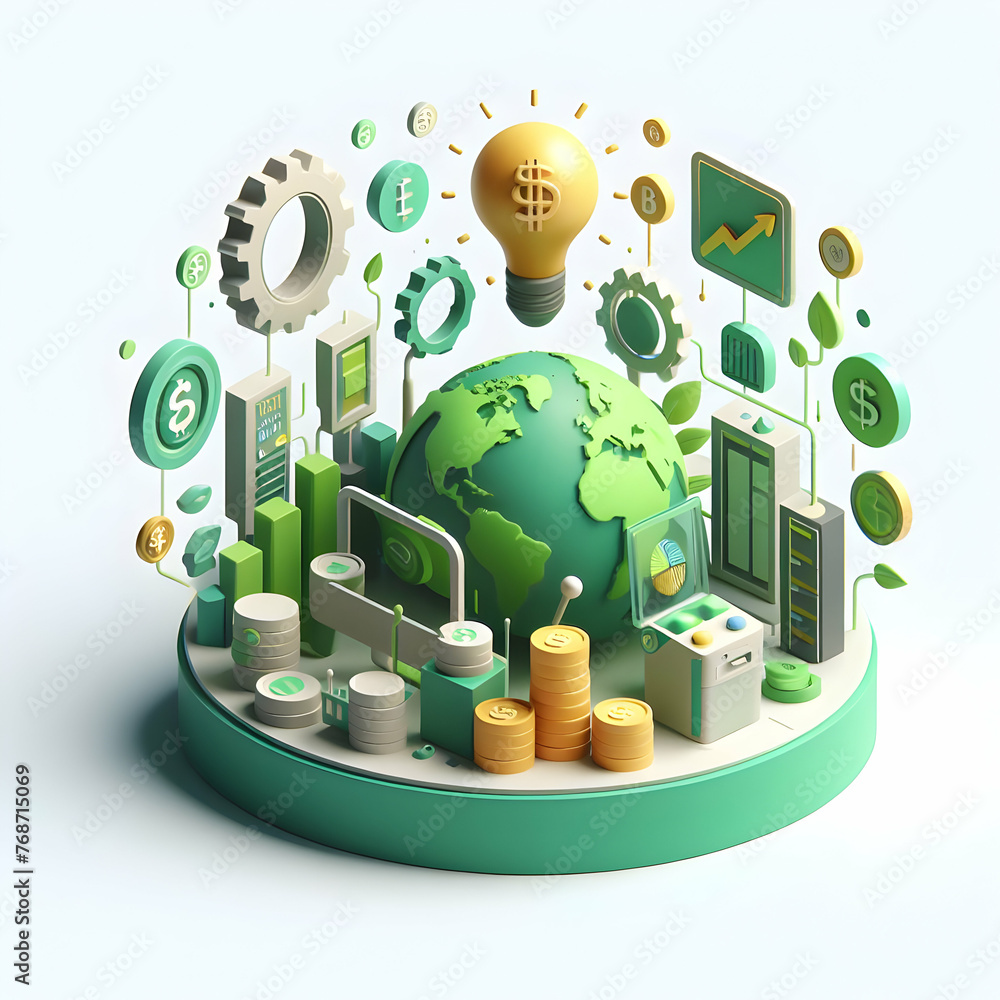 3D flat icon for business as Green tech innovation hubs around the ...